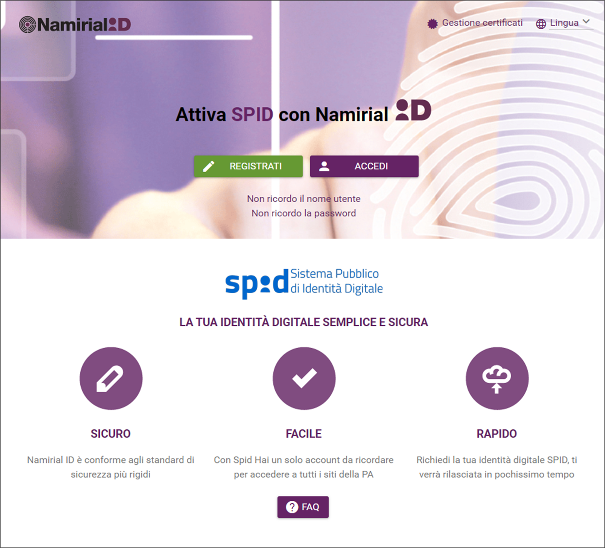 Attivazione Namirial ID (SPID) – Supporto Namirial